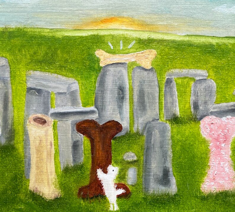 Fine Art Print of Dogs at "bone Henge", Dog Bone Art, Stone Henge ...