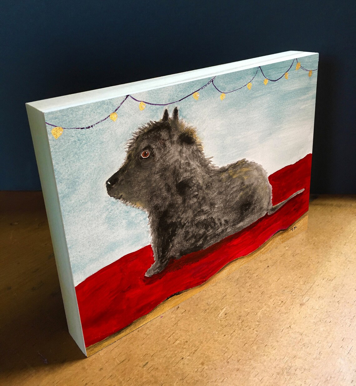 Scruffy Dog Art Print, Naive Terrier Portrait, Animal Wall Decor, Royal ...