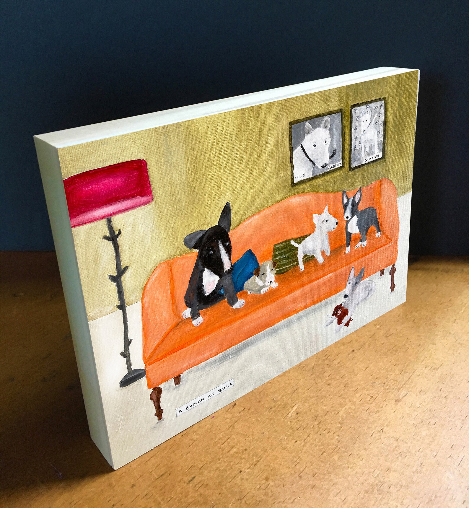 Bull Terriers Giclee Art Print From My Original Oil, Whimsical Puppies ...