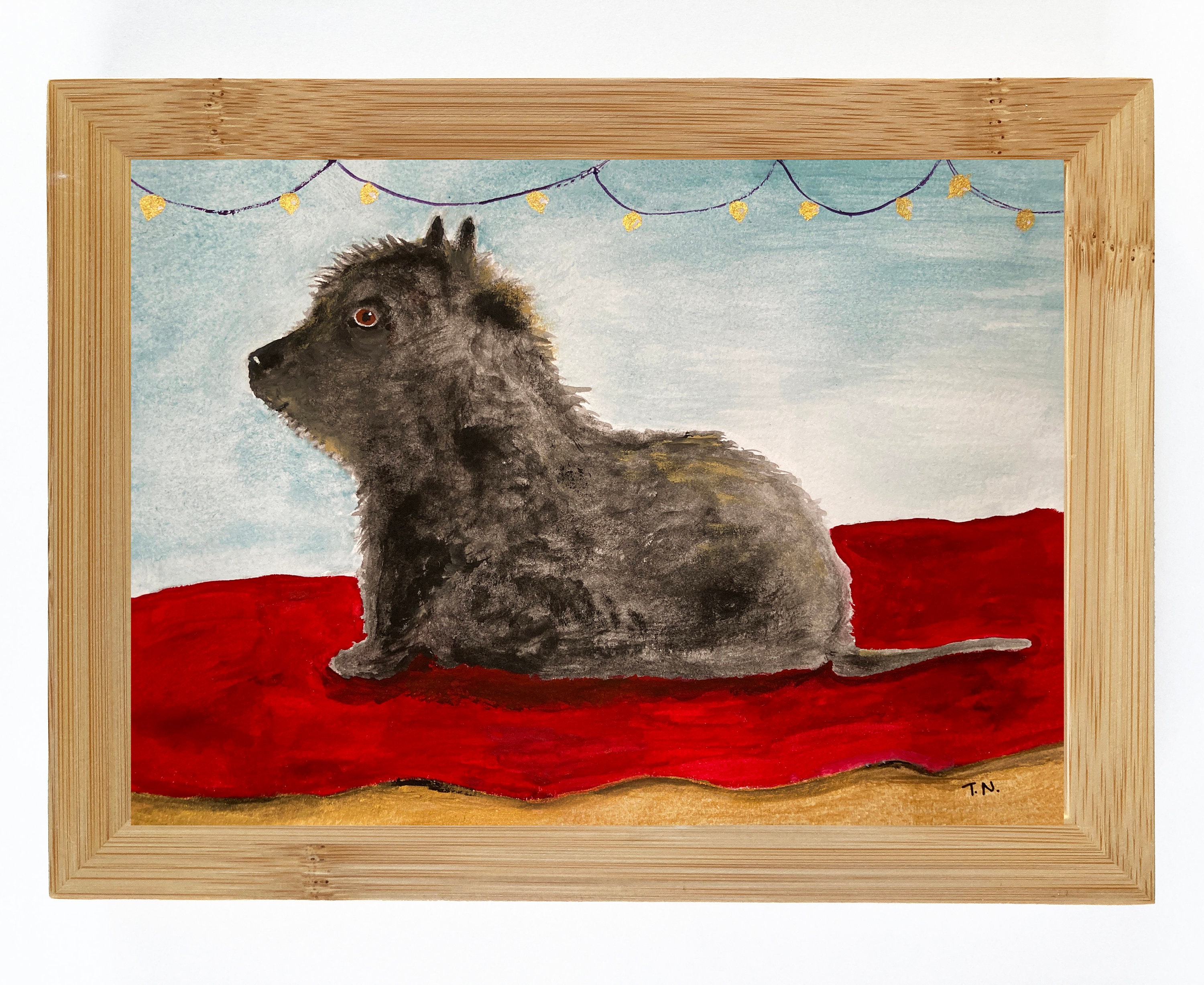 Scruffy Dog Art Print, Naive Terrier Portrait, Animal Wall Decor, Royal ...