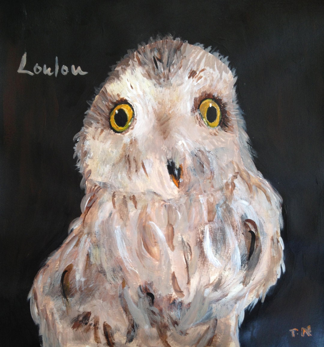 Owl Portrait Art Print, Original Owl Print, Whimsical Owl Wall Art ...