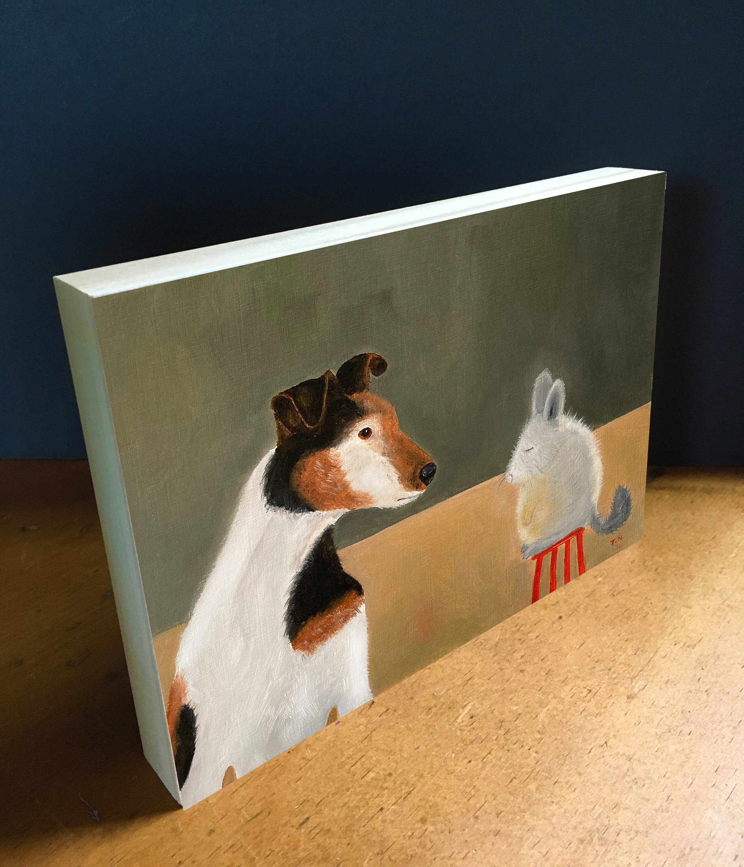 Fox Terrier Dog With Viscacha Art Print, Whimsical Dog Wall Art, Kids ...