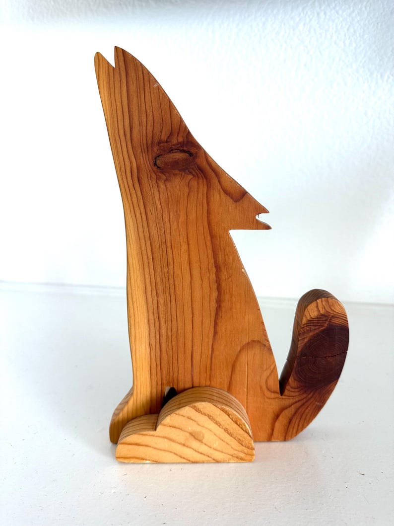 Vintage Wood Howling Coyote Art Decor - Etsy