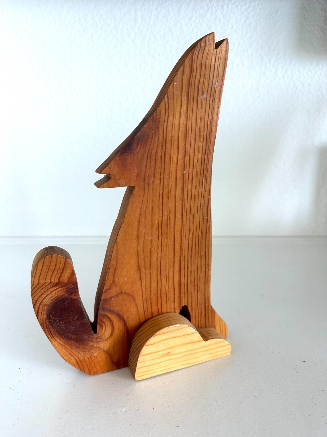 Vintage Wood Howling Coyote Art Decor - Etsy