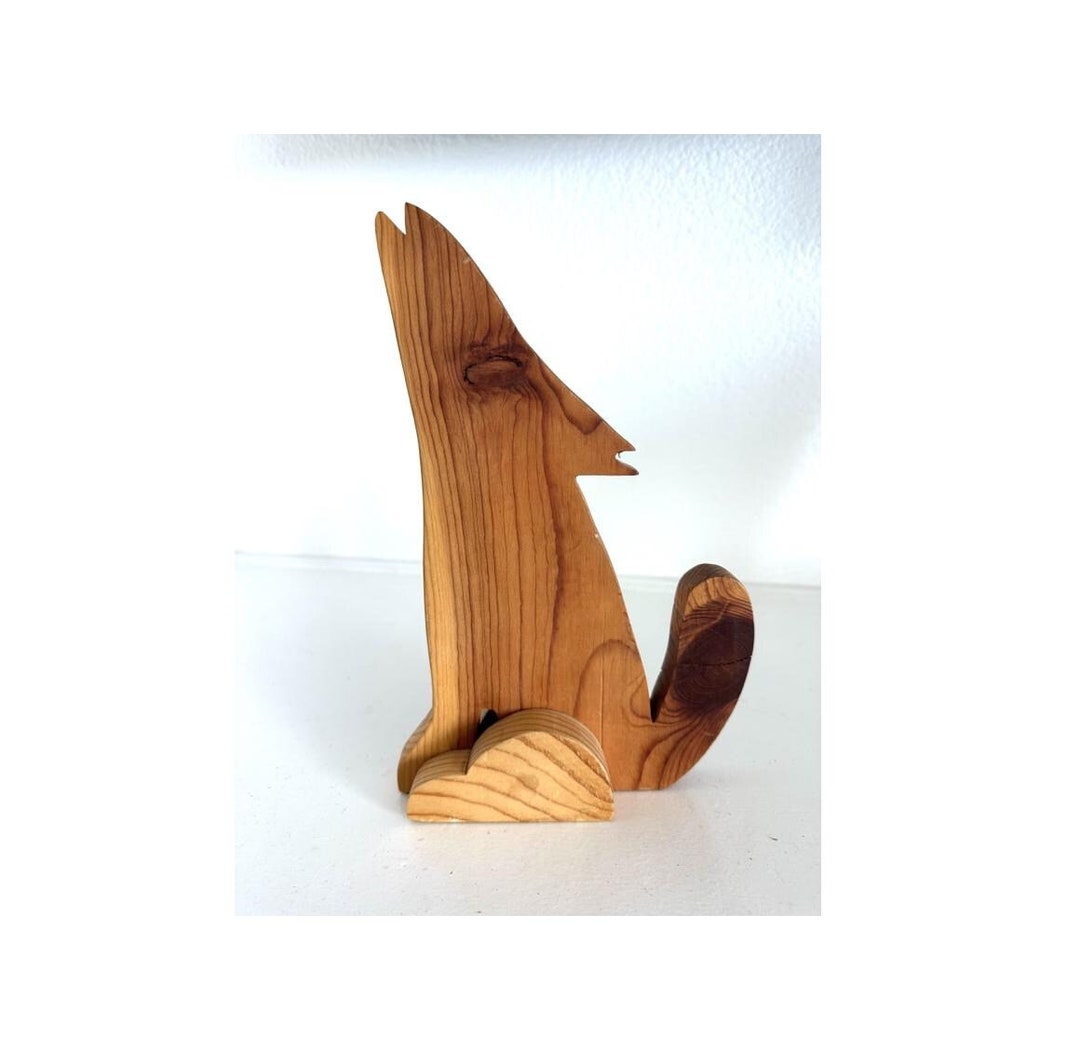Vintage Wood Howling Coyote Art Decor - Etsy
