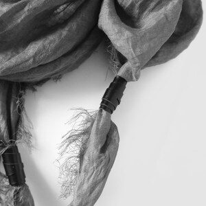Dystopian Post-apocalyptic Linen Scarf Wrap With Hand Distressed Raw ...