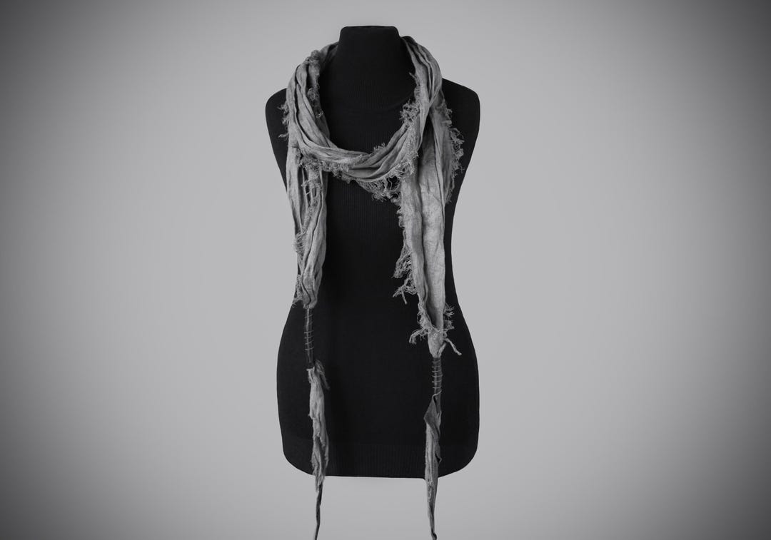 Apocalyptic Hand Made Dystopian Scarf With Fringe and Leather Elements ...