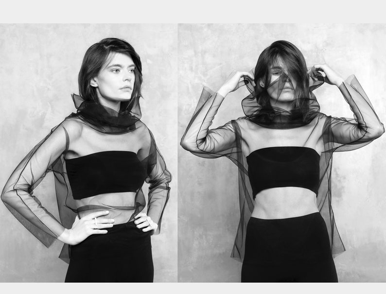 Avant Garde Black Sheer Mesh Turtleneck Top Rave Techwear See - Etsy