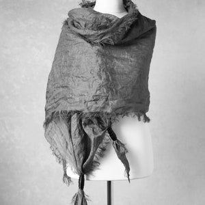 Dystopian Post-apocalyptic Linen Scarf Wrap With Hand Distressed Raw ...