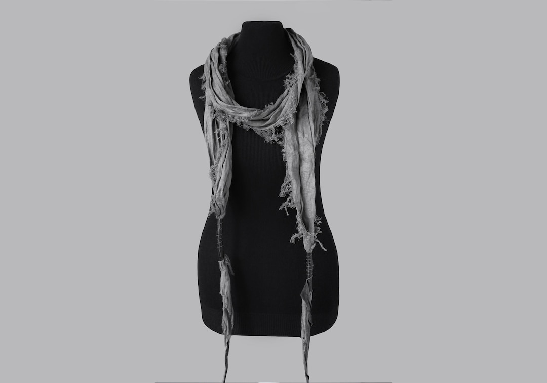 Avant Garde Scarf. Dystopian Post Apocalyptic Scarf. Distressed Linen ...