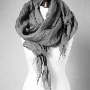 Dystopian Post-apocalyptic Linen Scarf Wrap With Hand Distressed Raw ...