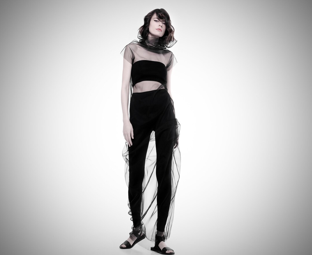 Black Sheer Dress for Men and Women Mesh Dress Sheer Overdress Rave ...