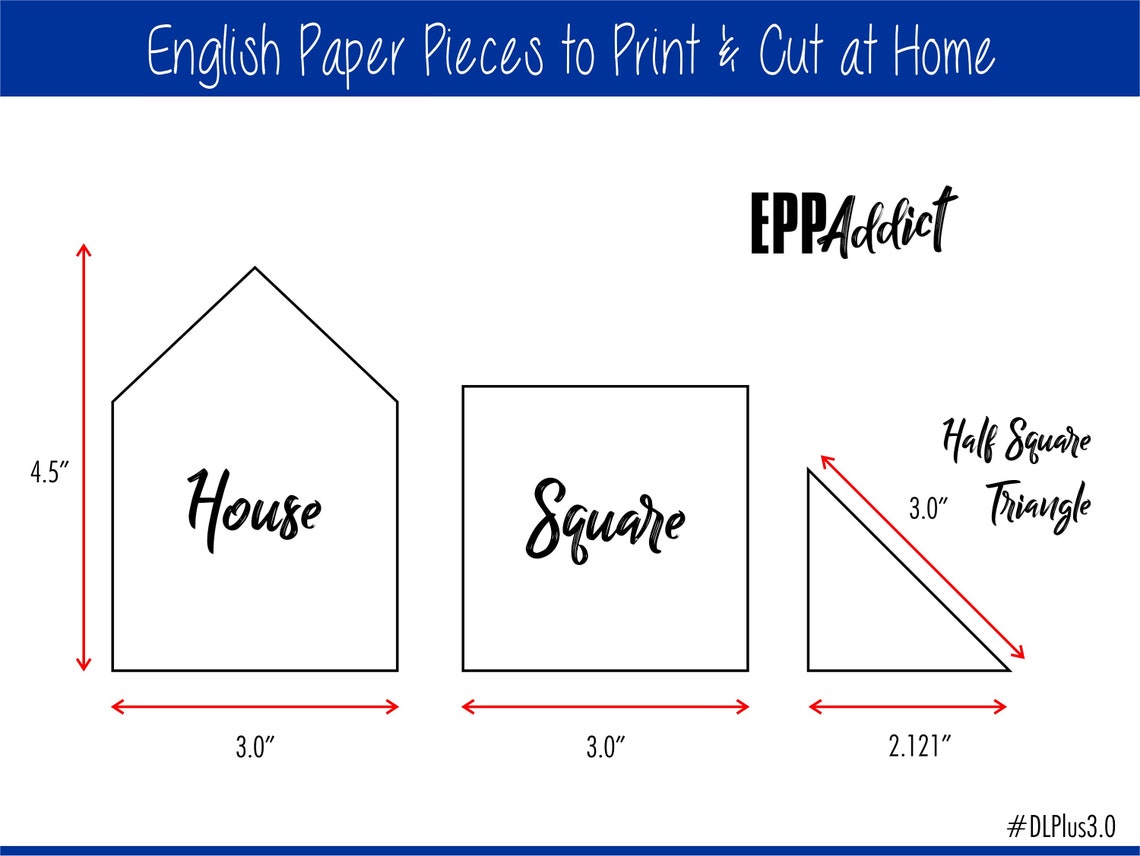 3 Printable Plus Shaped Pieces for English Paper Piecing - Etsy