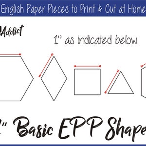 1 Print at Home Basic Shapes for English Paper Piecing EPP Pieces ...