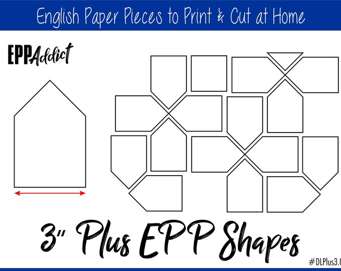 3 Printable Plus Shaped Pieces for English Paper Piecing EPP Pieces ...