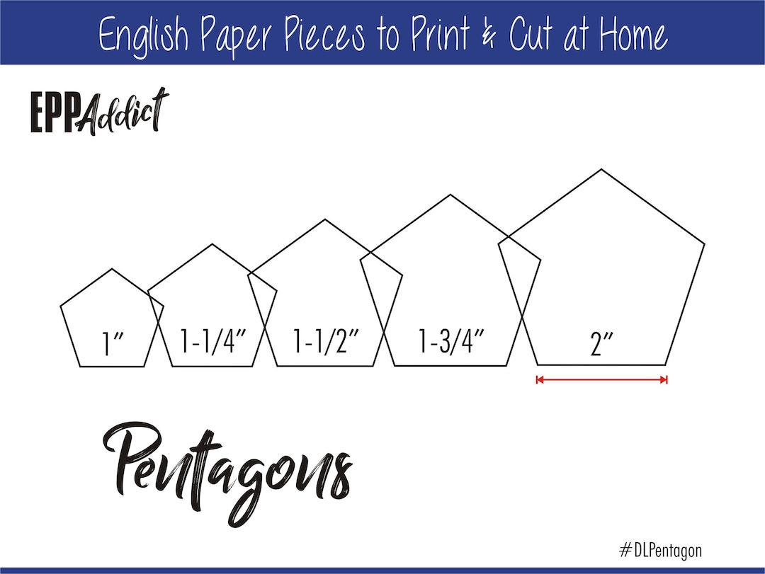 1" - 2" Print at Home Pentagon Shapes for English Paper Piecing | EPP ...