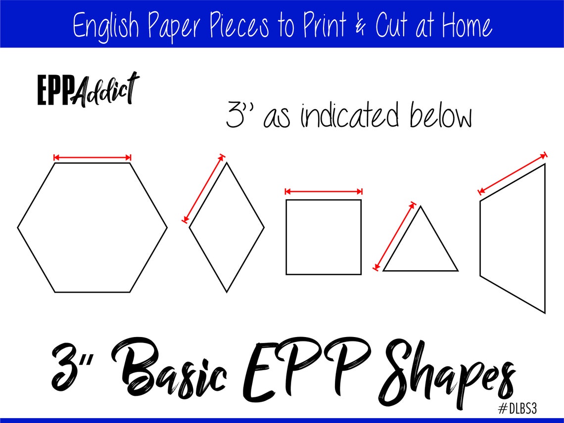 3 Printable Basic Shapes for English Paper Piecing EPP - Etsy Finland