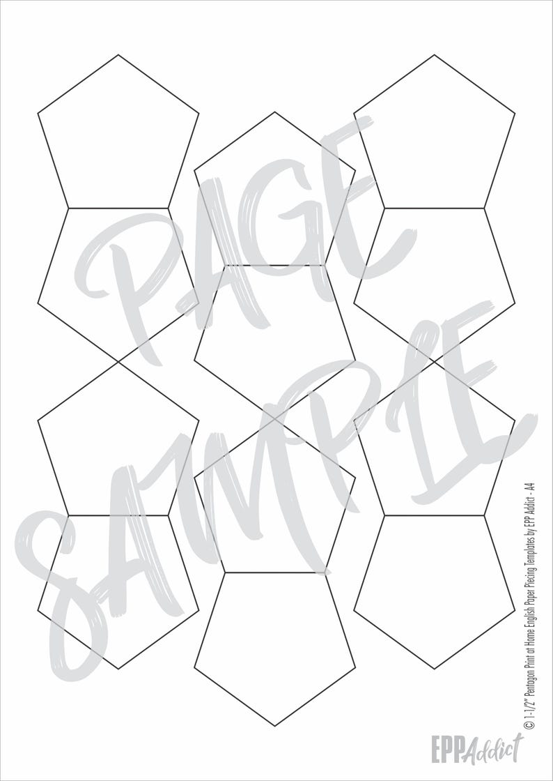 1-1/2" Print at Home Pentagon Based Shapes for English Paper Piecing ...