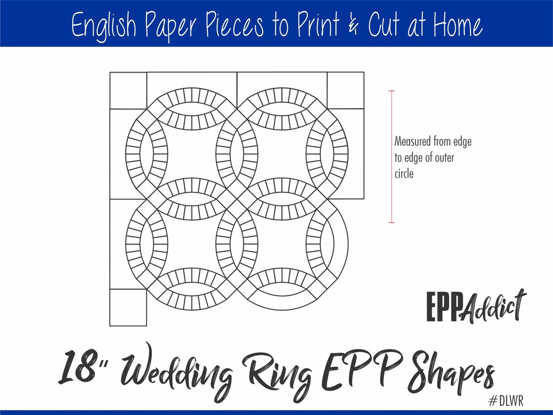 18" Printable Wedding Ring Block Pieces for English Paper Piecing ...