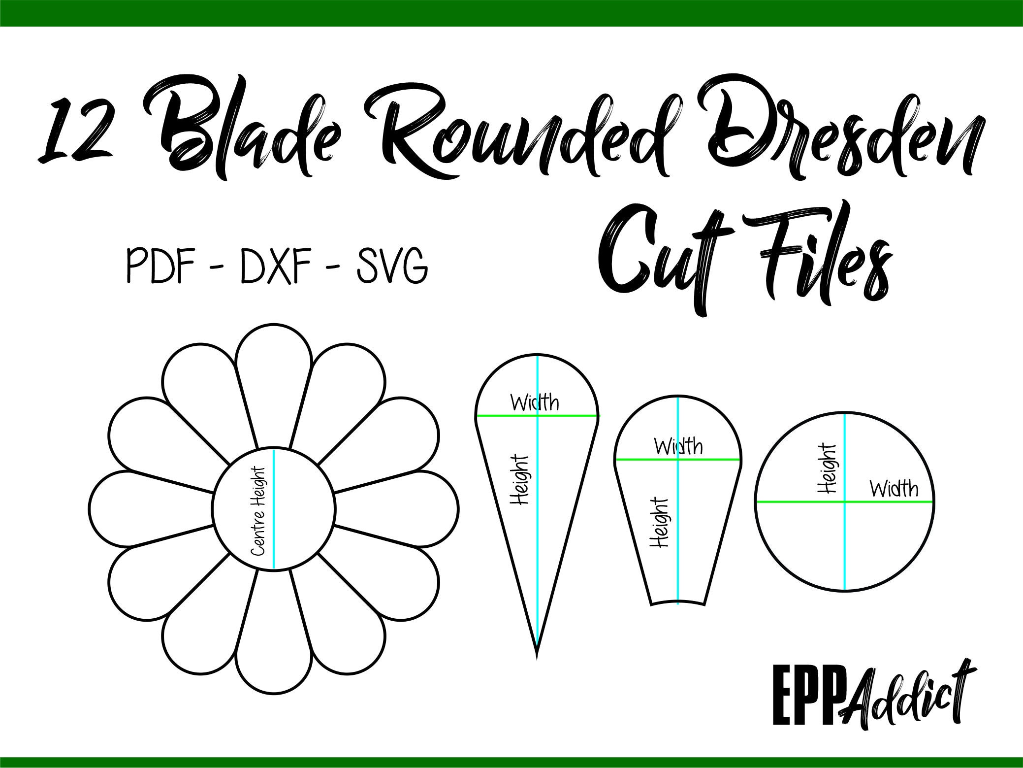 12 Blade Rounded Dresden Cut Files for English Paper Piecing | SVG ...