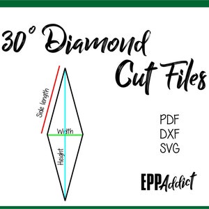 30 Degree/ 12 Blade Diamond Cut Files for English Paper Piecing | 12 ...