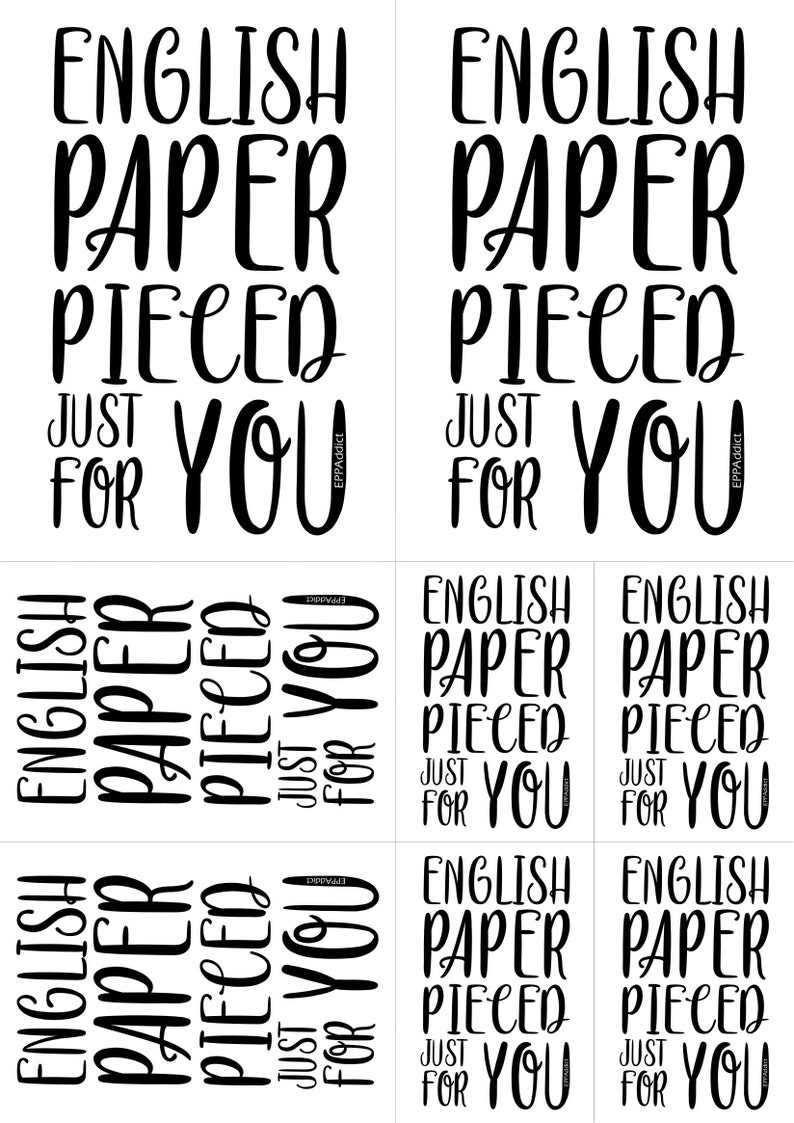 Multiple Sized Printable 'english Paper Pieced Just for | Etsy