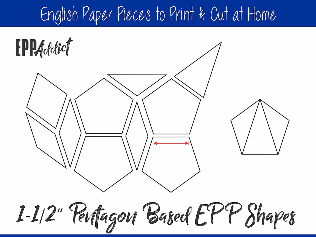 1-1/2" Print at Home Pentagon Based Shapes for English Paper Piecing ...