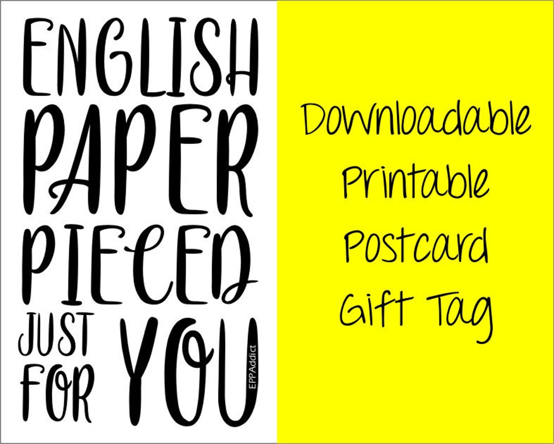 Multiple Sized Printable 'english Paper Pieced Just for You' Postcard ...