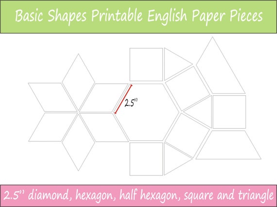 2.5 Printable Basic Shapes for English Paper Piecing | Etsy