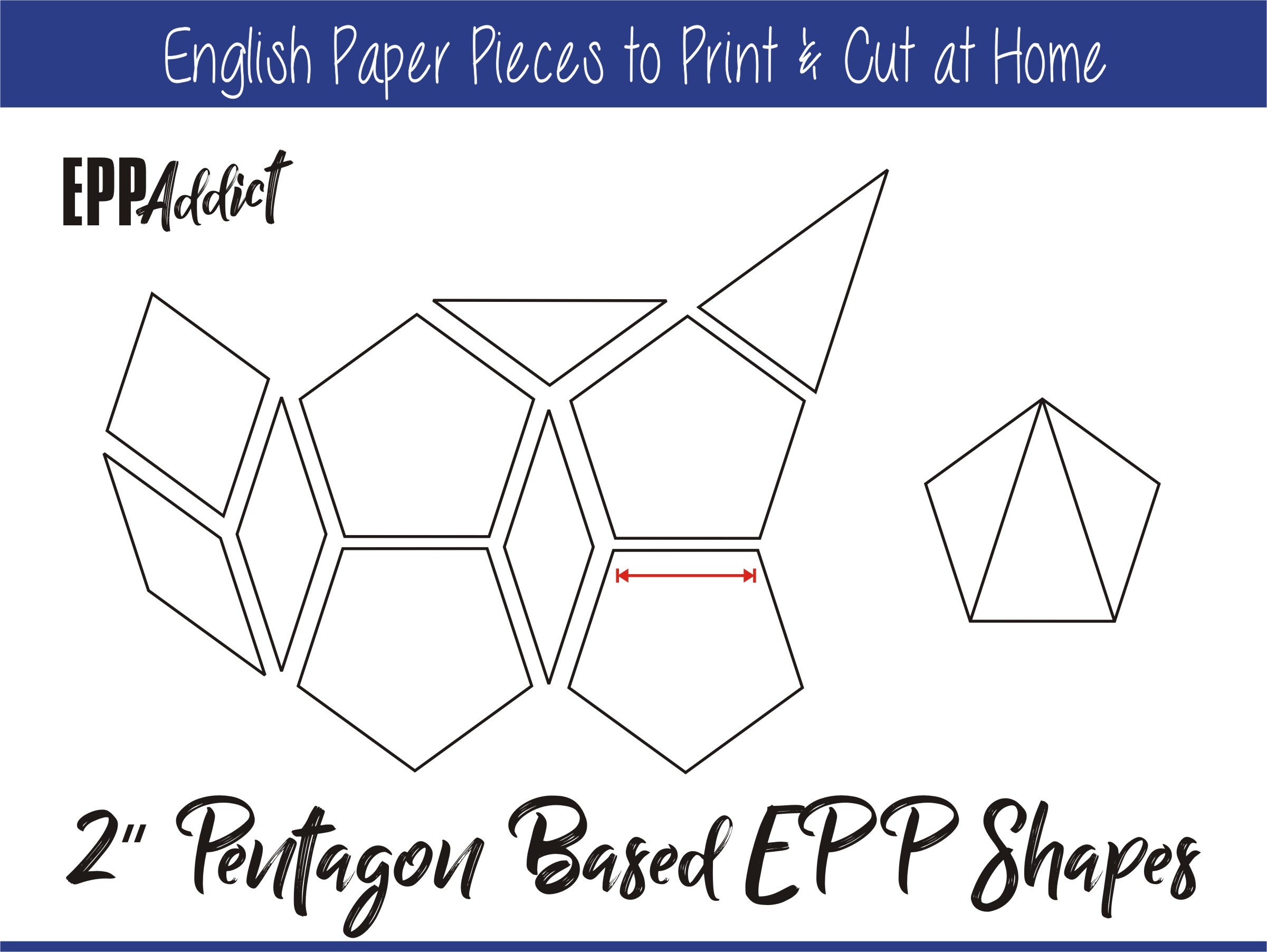 2" Print at Home Pentagon Based Shapes for English Paper Piecing | EPP ...