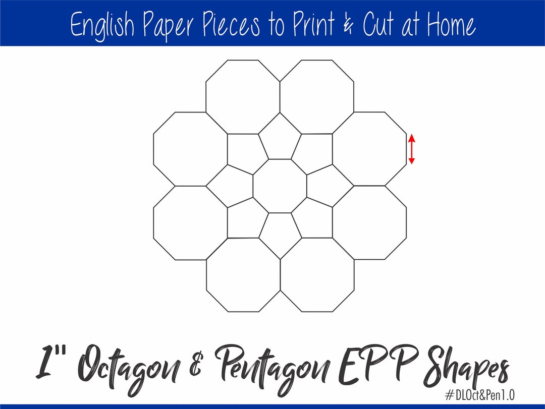 1" Octagon & Pentagon Flower Block Printable English Paper Pieces | EPP ...