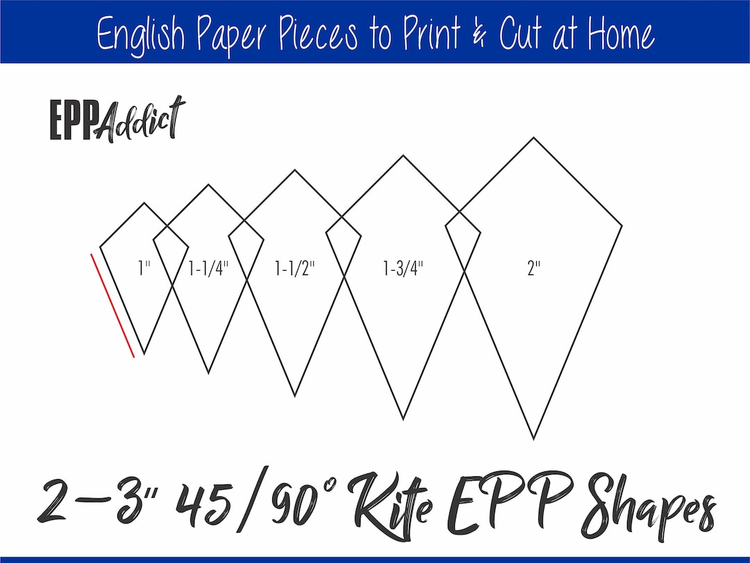 45/90 Degree Kite Print at Home Elongated Hexagon for English Paper ...