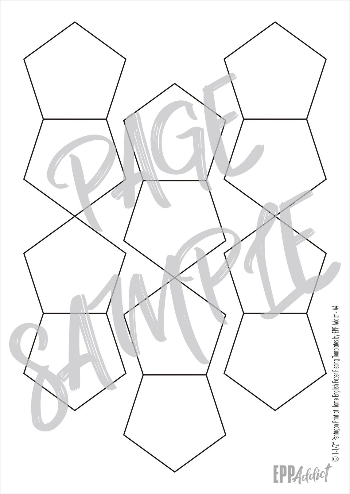 1" - 2" Print at Home Pentagon Shapes for English Paper Piecing | EPP ...