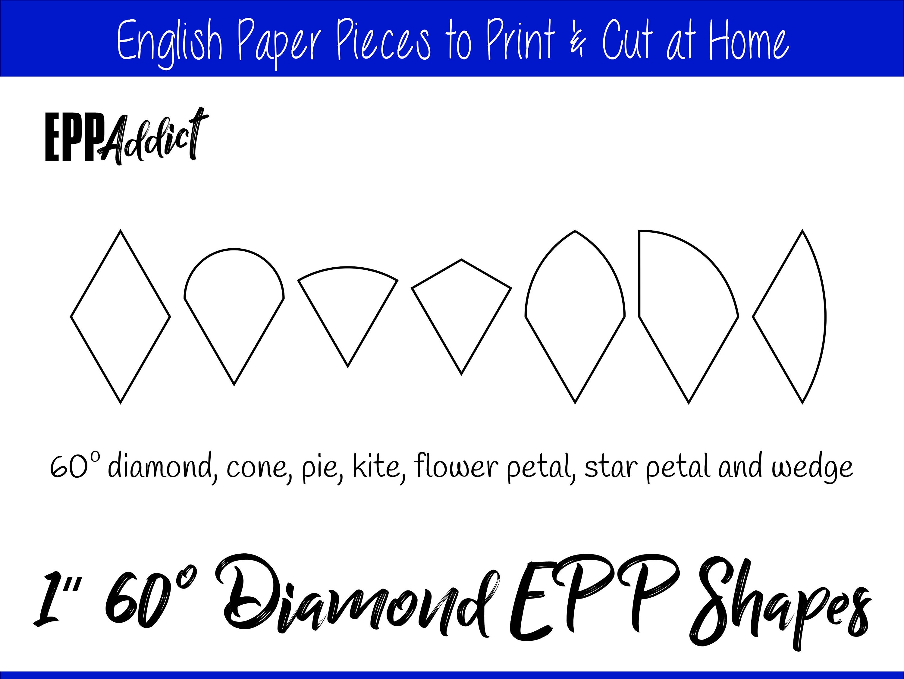1 60 Degree Diamond Based Shapes for English Paper - Etsy
