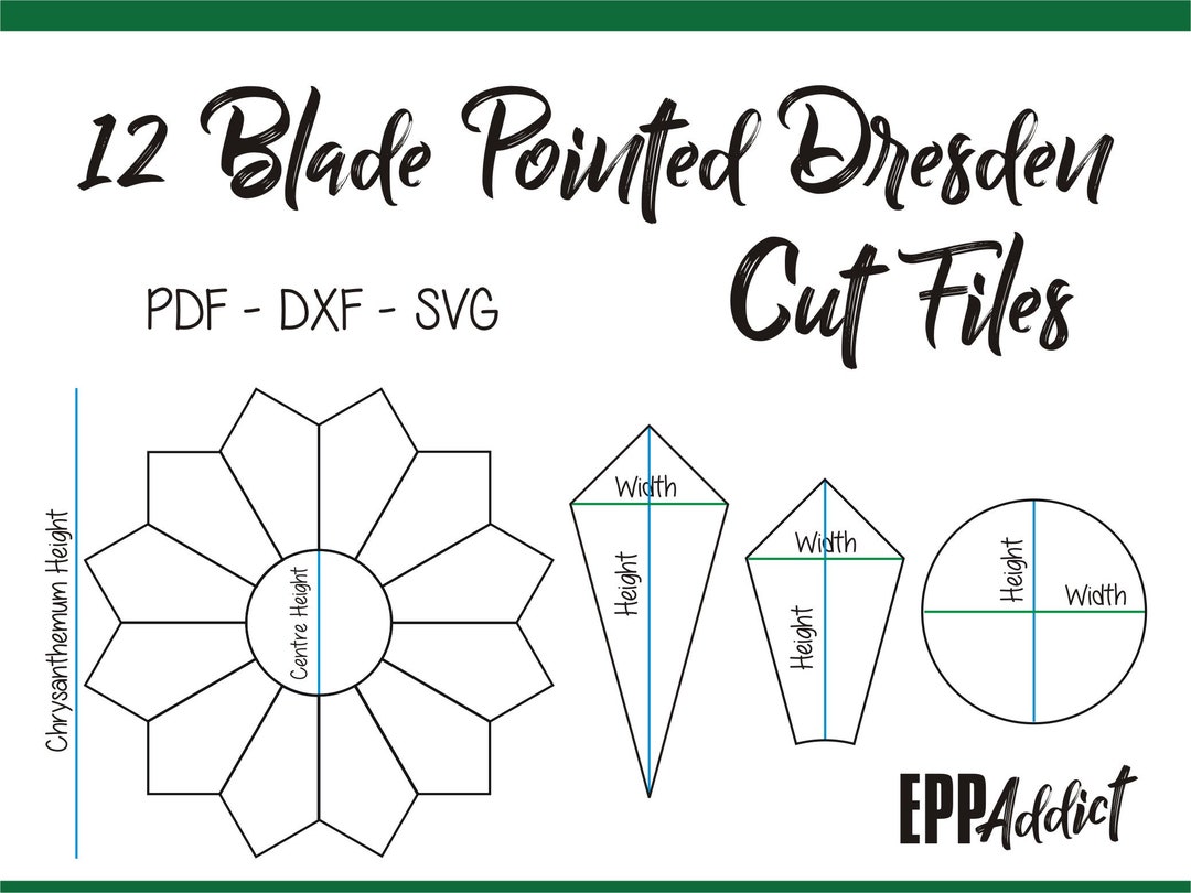12 Blade Pointed Dresden Cut Files for English Paper Piecing | SVG ...