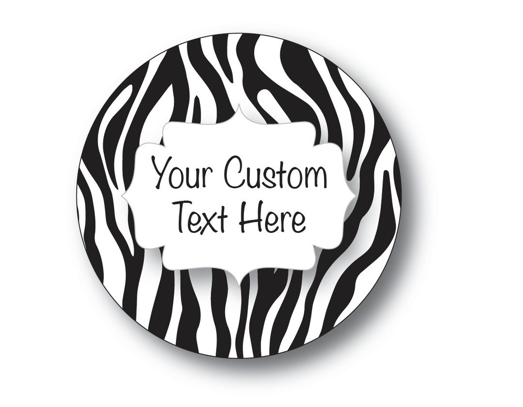 Custom Zebra Stickers - Zebra Labels - Safari-themed Sticker - Text and ...