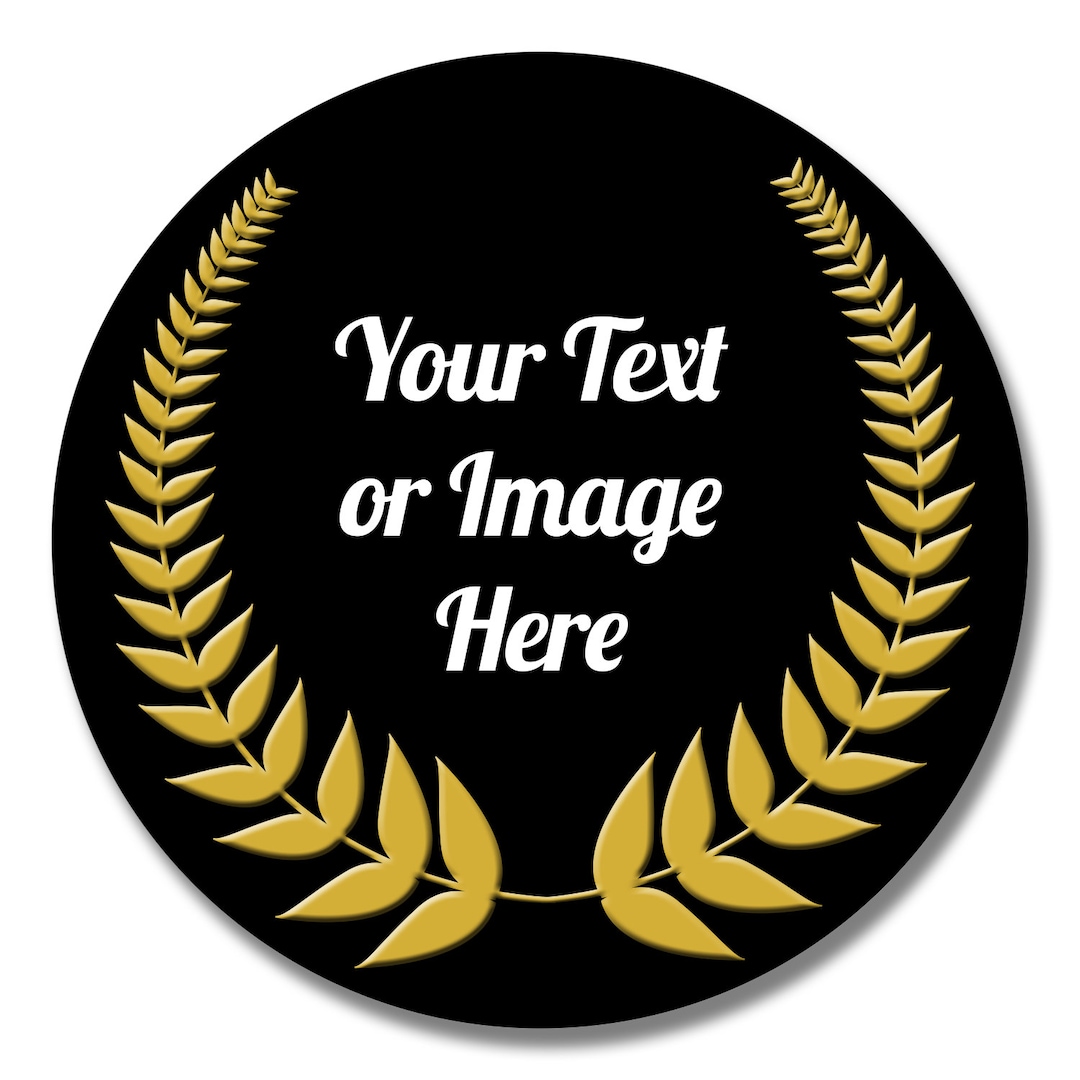Black and Gold Laurel Wreath Sticker - Custom Thank You Sticker ...