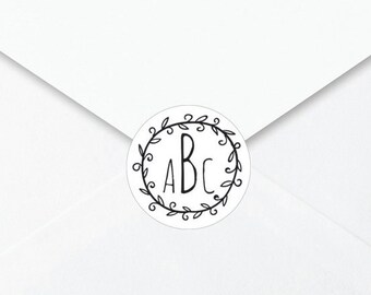 Custom Monogram Envelope Seal - Clear Monogram Sticker - Monogram Label ...