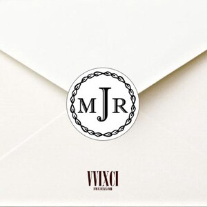 Custom Monogram Envelope Seal - Clear Monogram Sticker - Monogram Label ...