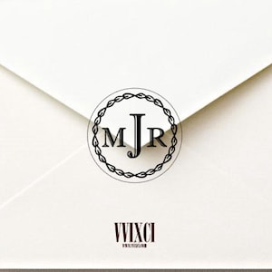 Custom Monogram Envelope Seal - Clear Monogram Sticker - Monogram Label ...