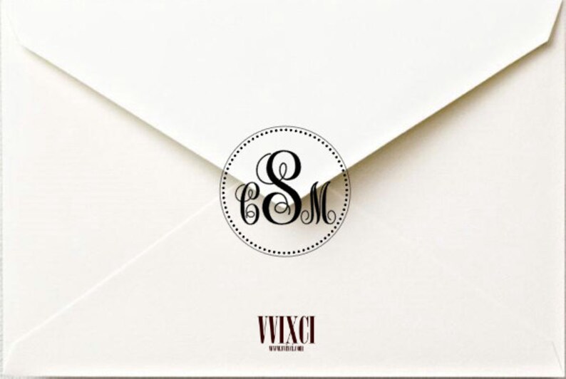 Custom Monogram Envelope Seal Clear Monogram Sticker Kraft - Etsy