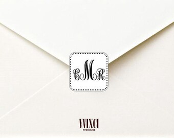 Custom Monogram Envelope Seal - Clear Monogram Sticker - Monogram Label ...