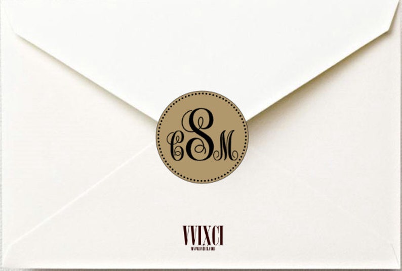 Custom Monogram Envelope Seal Clear Monogram Sticker Kraft - Etsy
