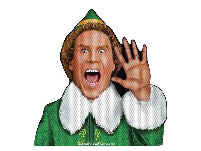 RIDE A LONG Christmas Elf Perforated Laminated Car Semi Transparent ...