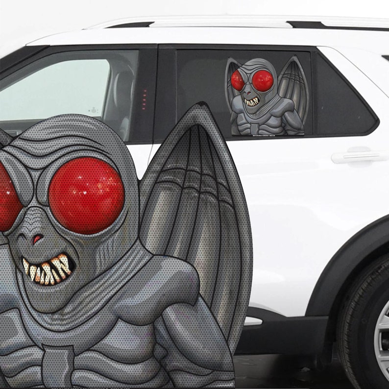 RIDE A LONG Mothman Perforated Laminated Car Semi Transparent Decal for ...