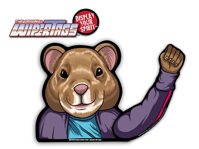 Hamster Waving Wipertags Decal and Arm Attach to Rear Vehicle Wiper ...