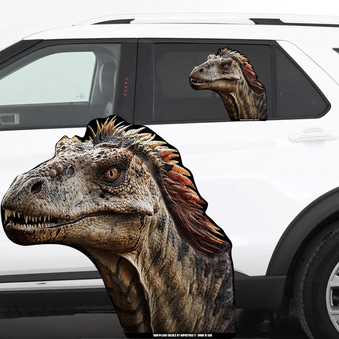 RIDE A LONG Velociraptor Dinosaur Perforated Laminated Car Semi ...
