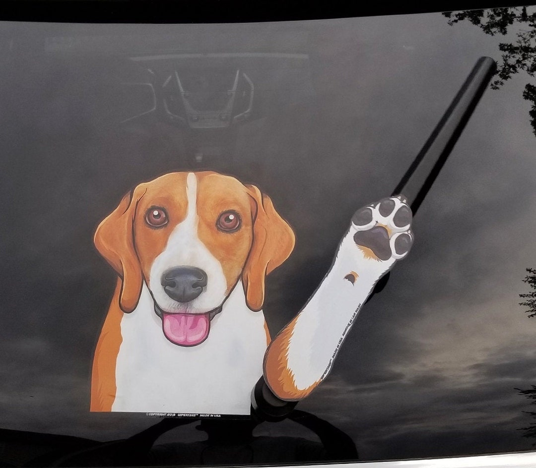 Benny the Beagle Waving Dog Wipertags Decal and Paw Attach to Rear ...