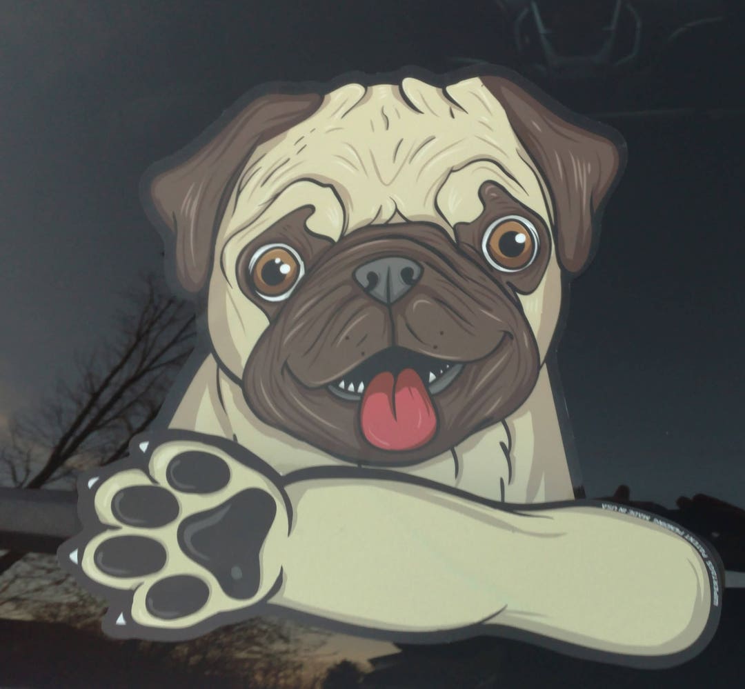 Pugly Pug Dog Waving Wiperwags Attach to Rear Vehicle Wipers - Etsy