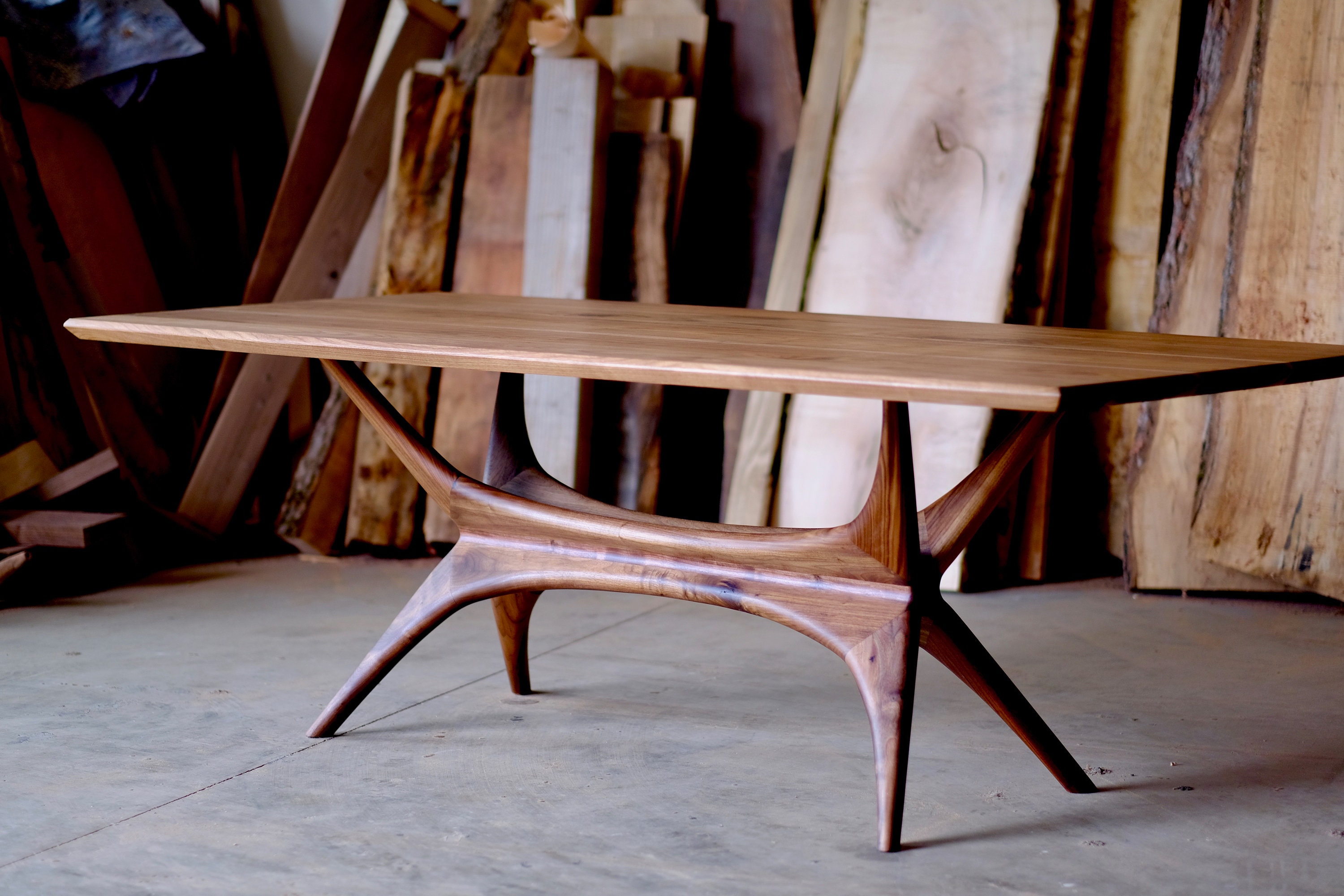 Mid Century Modern Dining Table Solid Walnut Kitchen Table - Etsy